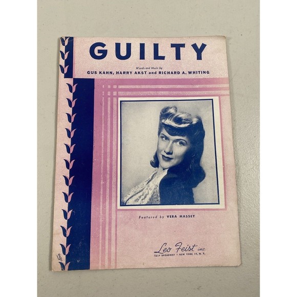 Other | Guilty 1946 Sheet Music Gus Kahn Harry Akst Featured By Vera ...